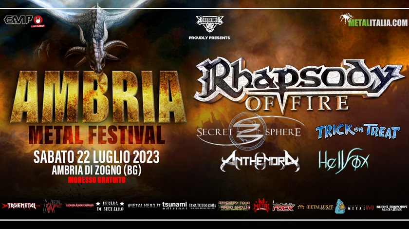 Ambria Metal Festival 2023: il 22 Luglio con RHAPSODY OF FIRE e altri ...